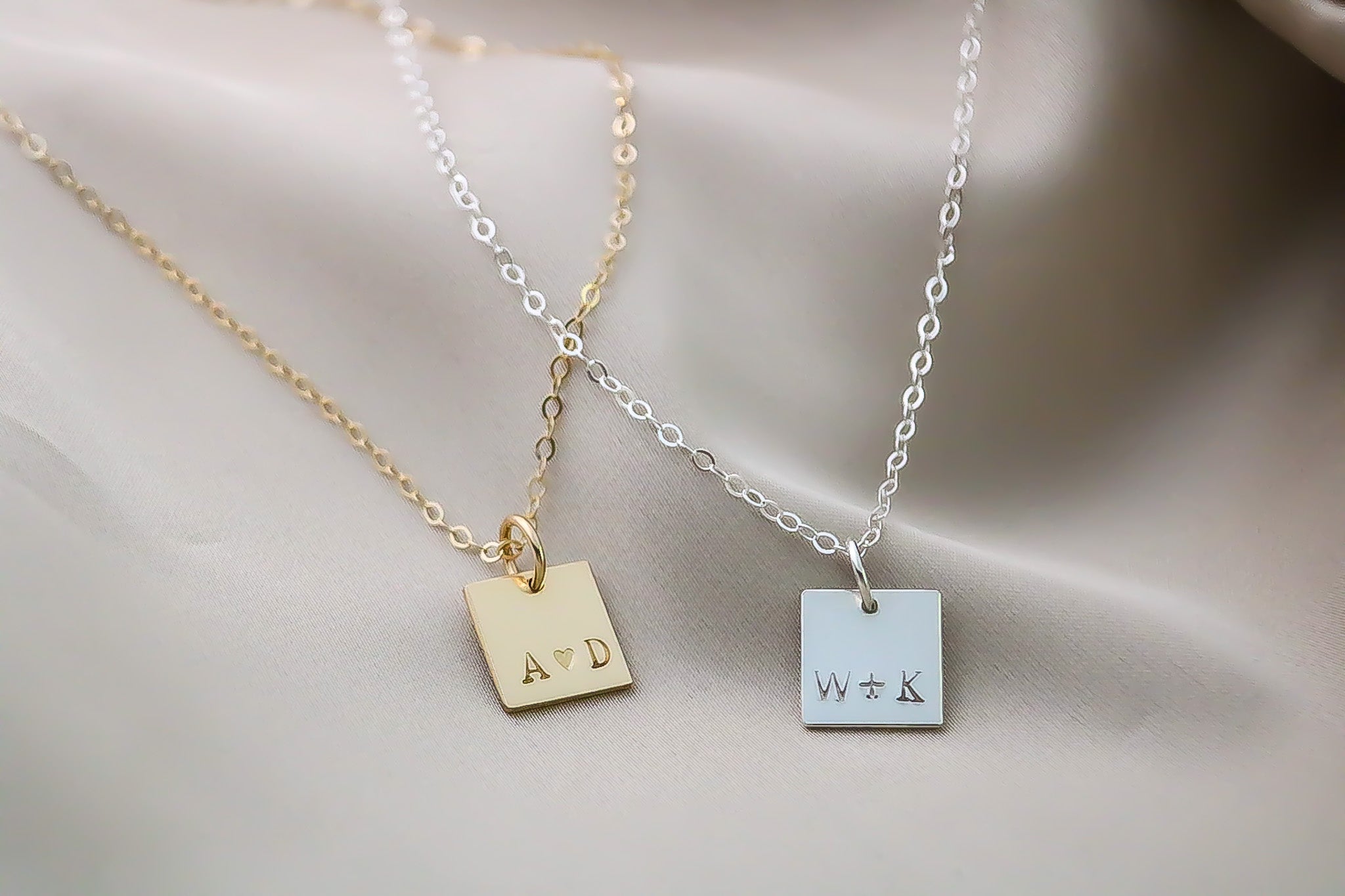 Tiny Square Initial Necklace – KinMarked