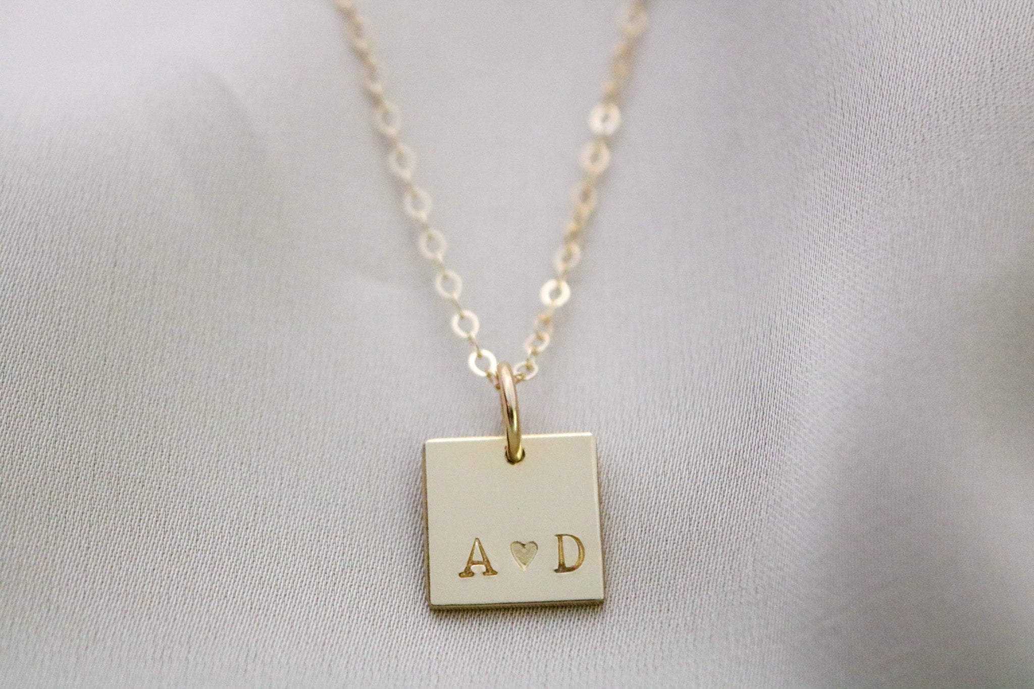 Tiny Square Initial Necklace – KinMarked